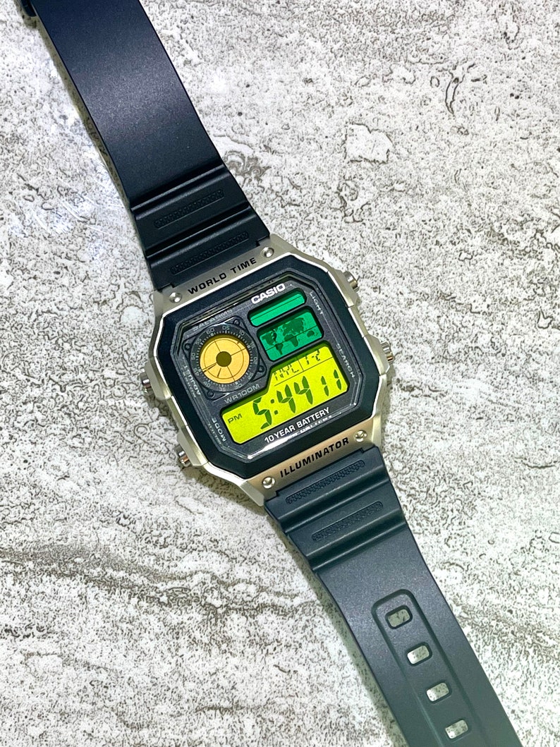 Custom Silver Casio World Time Watch With Color Screen Mod - Etsy