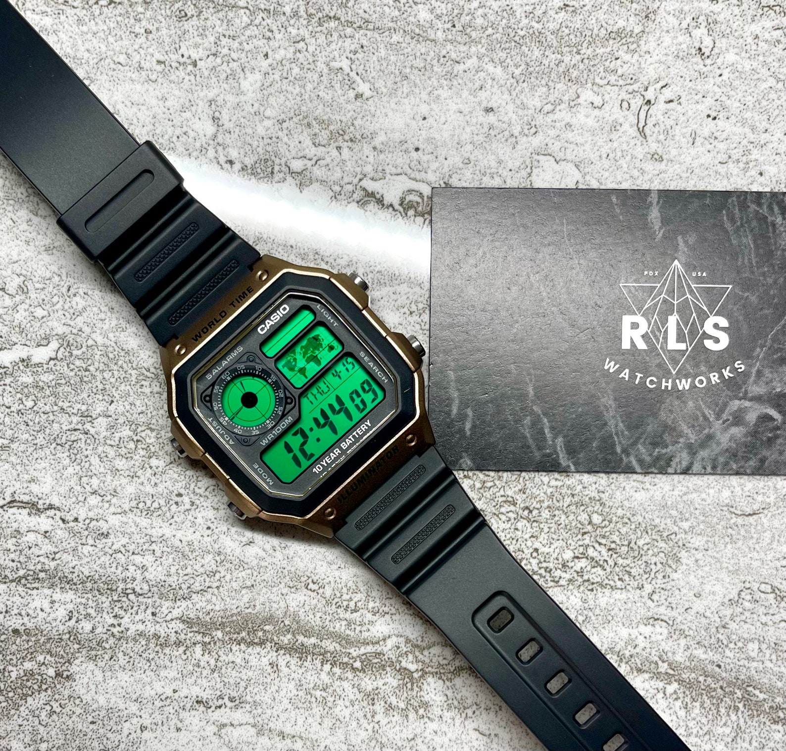 Custom Gold Casio World Time Watch With Color Screen Mod pick Your ...