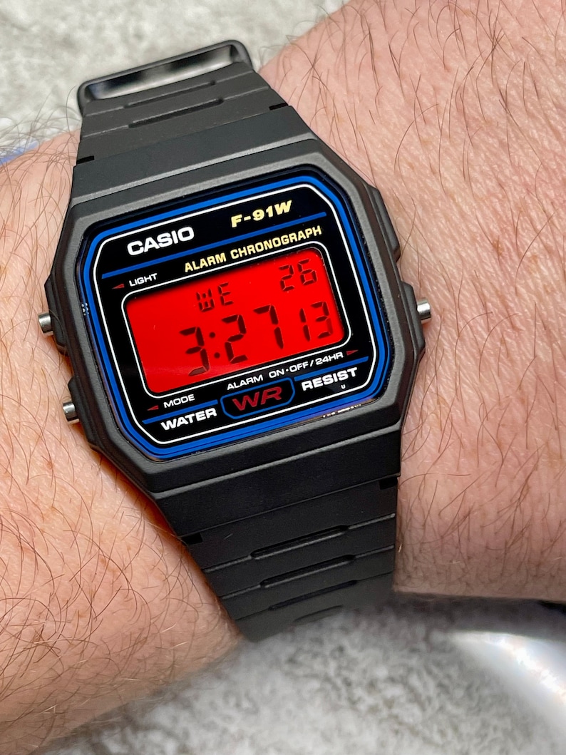 Custom Black Casio Watch With Red Screen Color Mod - Etsy