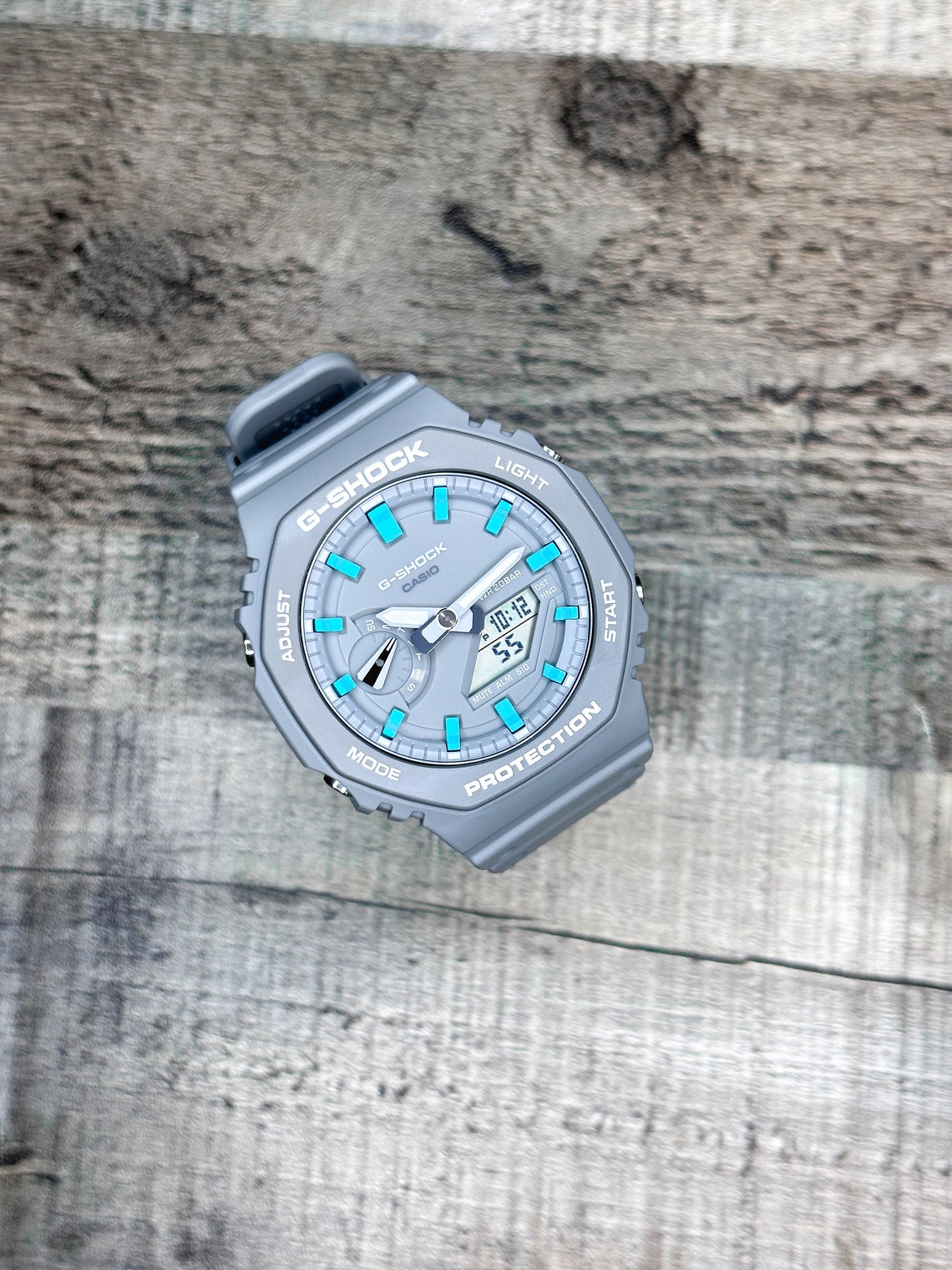 G Shock Casioak "cloudy Sky" - Grey/blue Hand Painted Genuine Casio ...