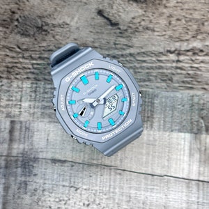 G Shock Casioak "cloudy Sky" - Grey/blue Hand Painted Genuine Casio ...