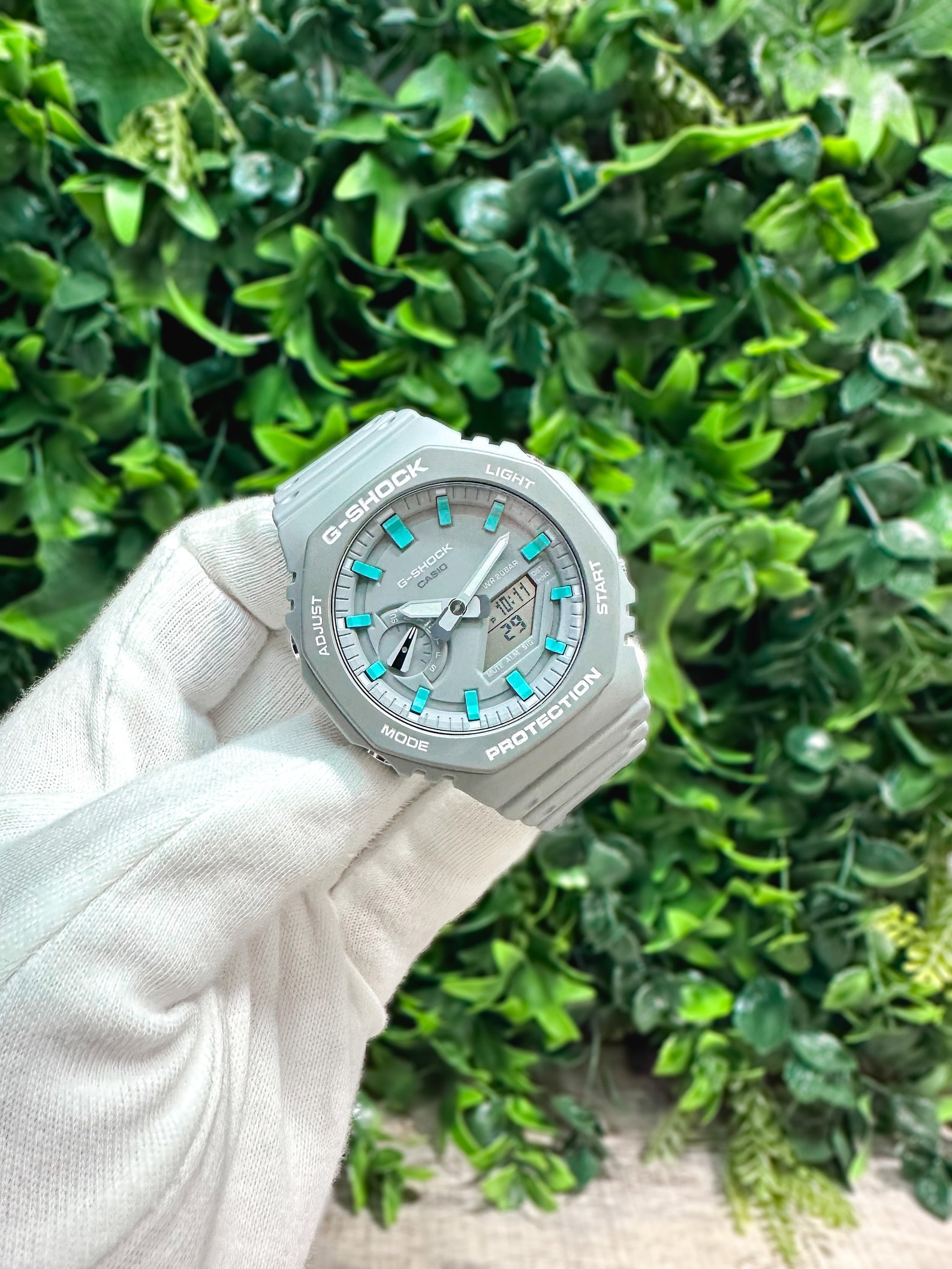 G Shock Casioak "cloudy Sky" - Grey/blue Hand Painted Genuine Casio ...