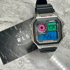 Custom Silver Casio World Time Watch With Color Screen Mod (pick Your ...