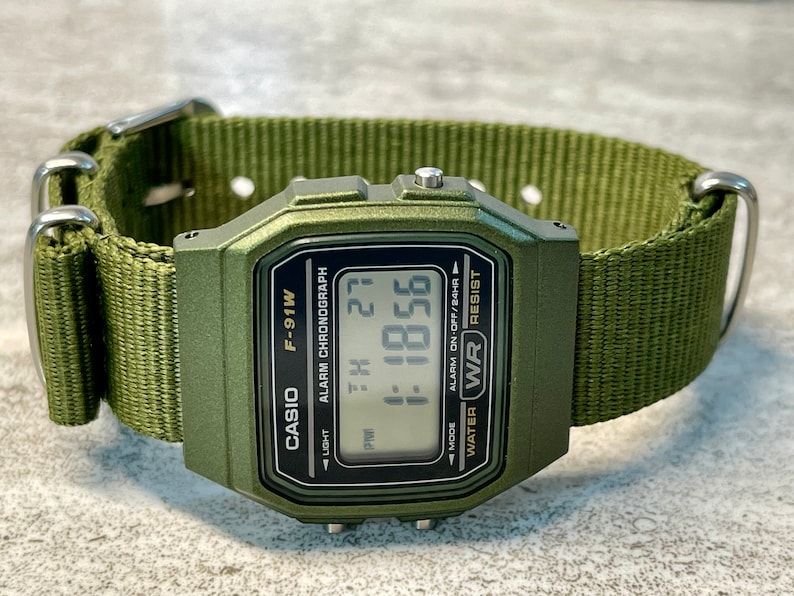Custom Green Casio Watch on Green Strap W/ Silver Hardware - Etsy
