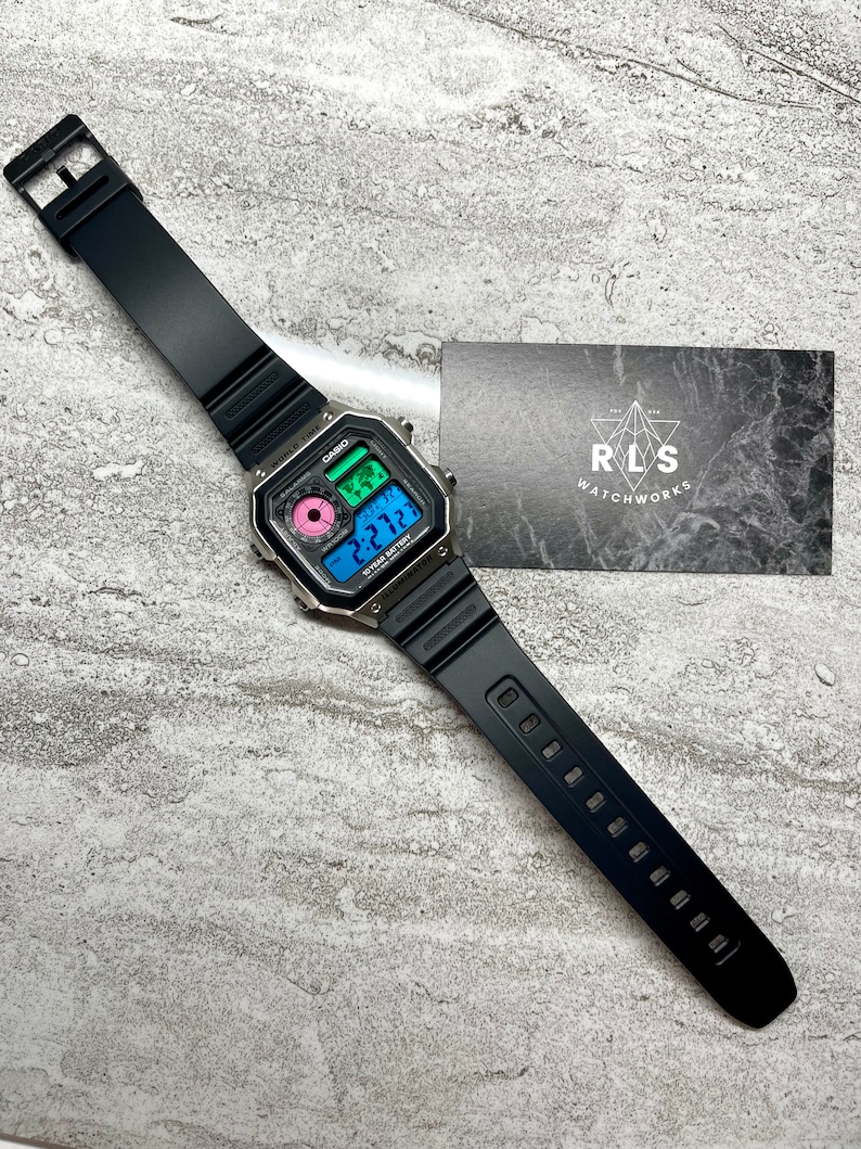 Custom Silver Casio World Time Watch With Color Screen Mod | Etsy