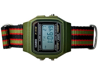 Custom Green Casio Watch on Green Strap W/ Black Hardware - Etsy