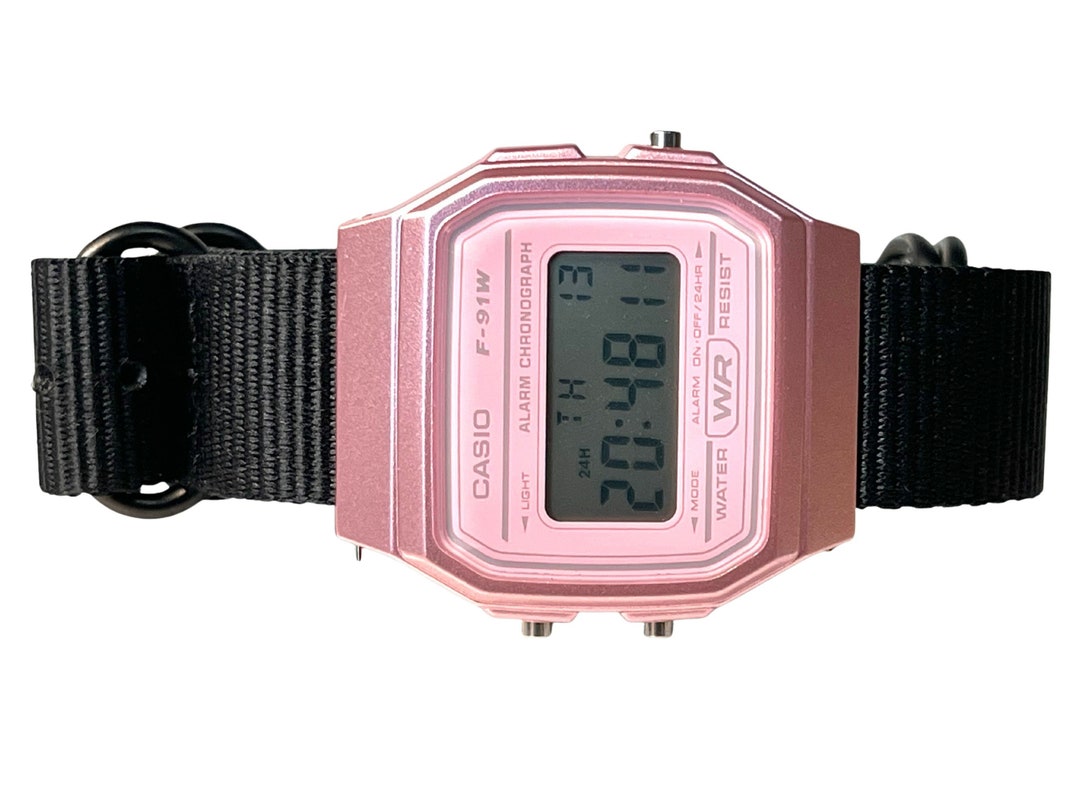 Custom Pink Casio Watch on Black Strap W/ Black Hardware - Etsy