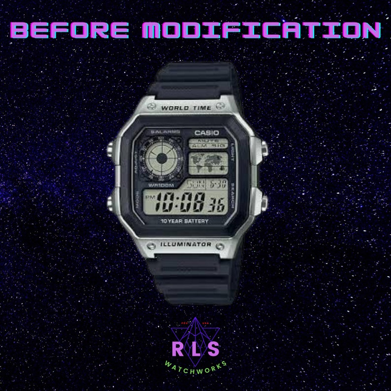 Custom Silver Casio World Time Watch With Color Screen Mod | Etsy