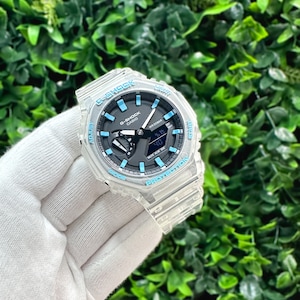 G Shock Casioak "sky Blue Jelly" - Clear/blue Hand Painted Genuine ...