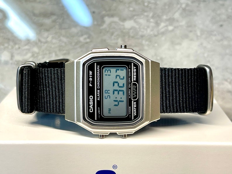 Custom Silver and Black Casio Watch on Black Strap W/ Silver - Etsy