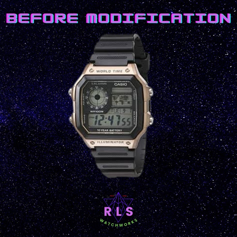 Custom Gold Casio World Time Watch With Color Screen Mod pick - Etsy