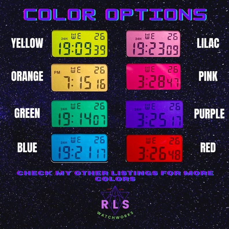 Custom Black Casio Watch With Red Screen Color Mod - Etsy