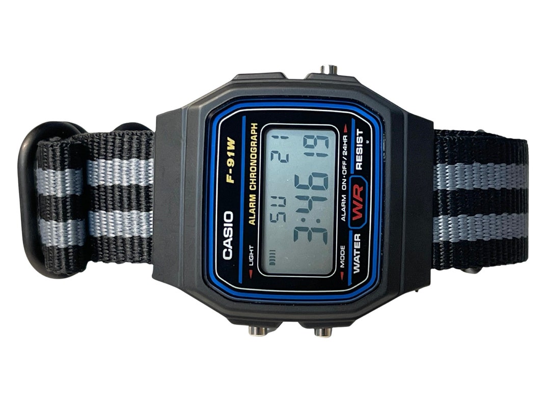 Custom Black Casio Watch on Black/grey Strap - Etsy