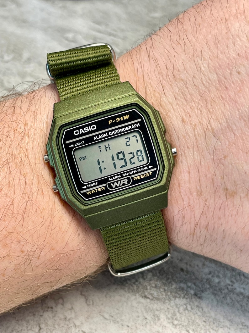 Custom Green Casio Watch on Green Strap W/ Silver Hardware - Etsy