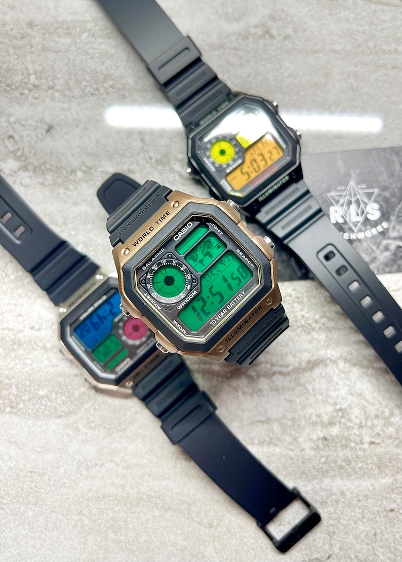 Custom Gold Casio World Time Watch With Color Screen Mod pick - Etsy