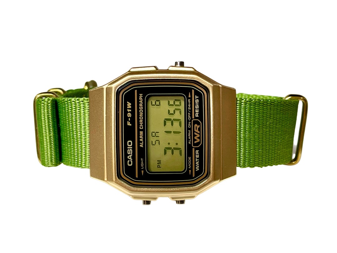 Custom Gold Casio Watch on Green Strap - Etsy