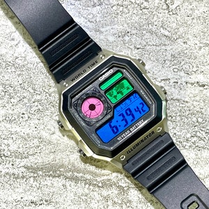 Custom Silver Casio World Time Watch With Color Screen Mod (pick Your ...