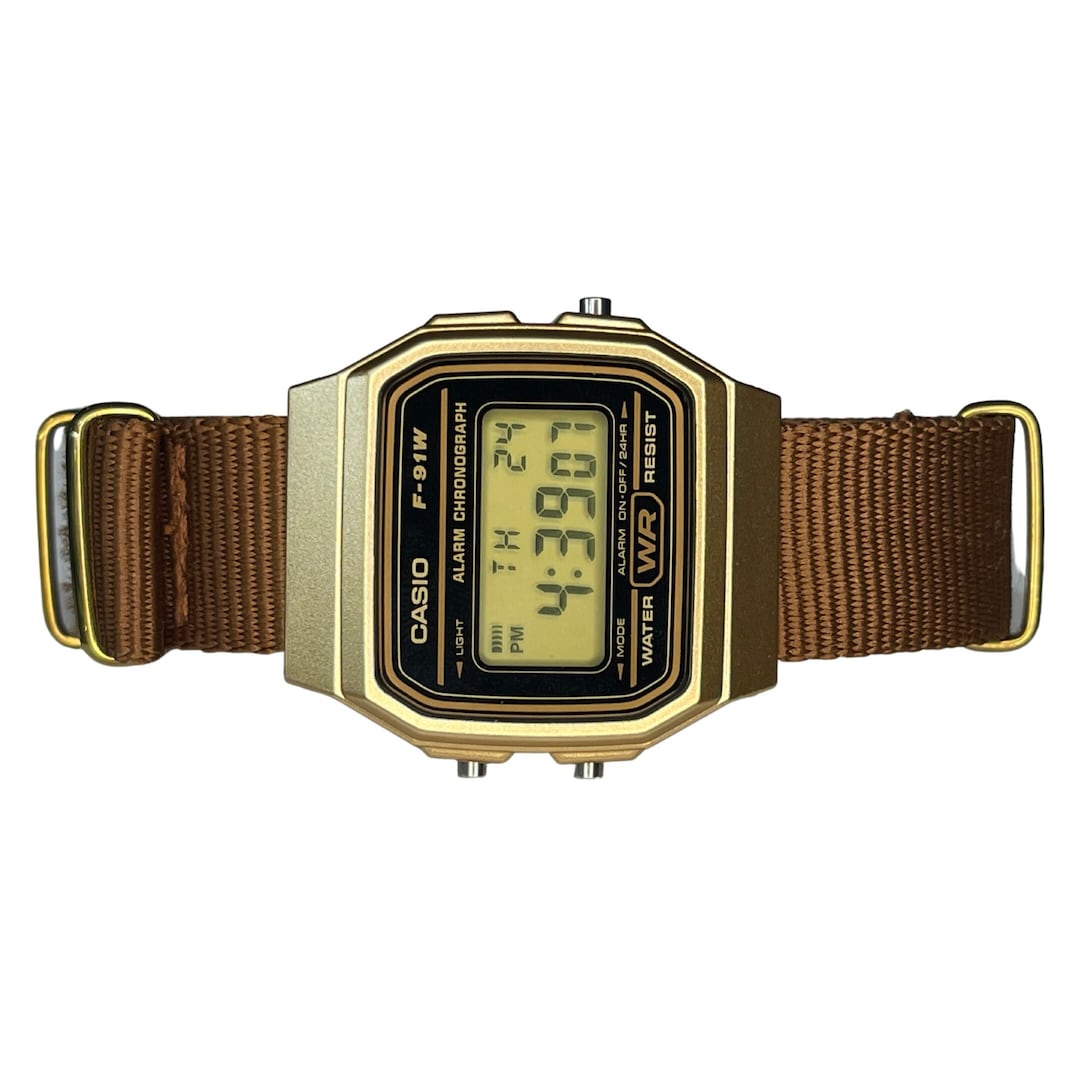 Custom Gold Casio Watch on Brown Strap - Etsy