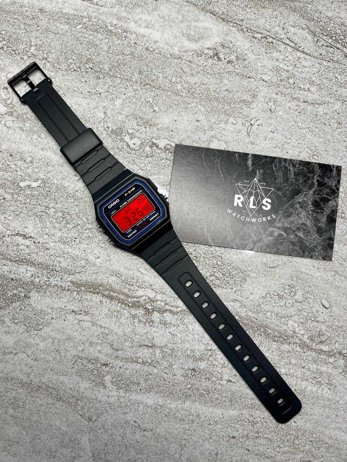 Custom Black Casio Watch With Red Screen Color Mod - Etsy