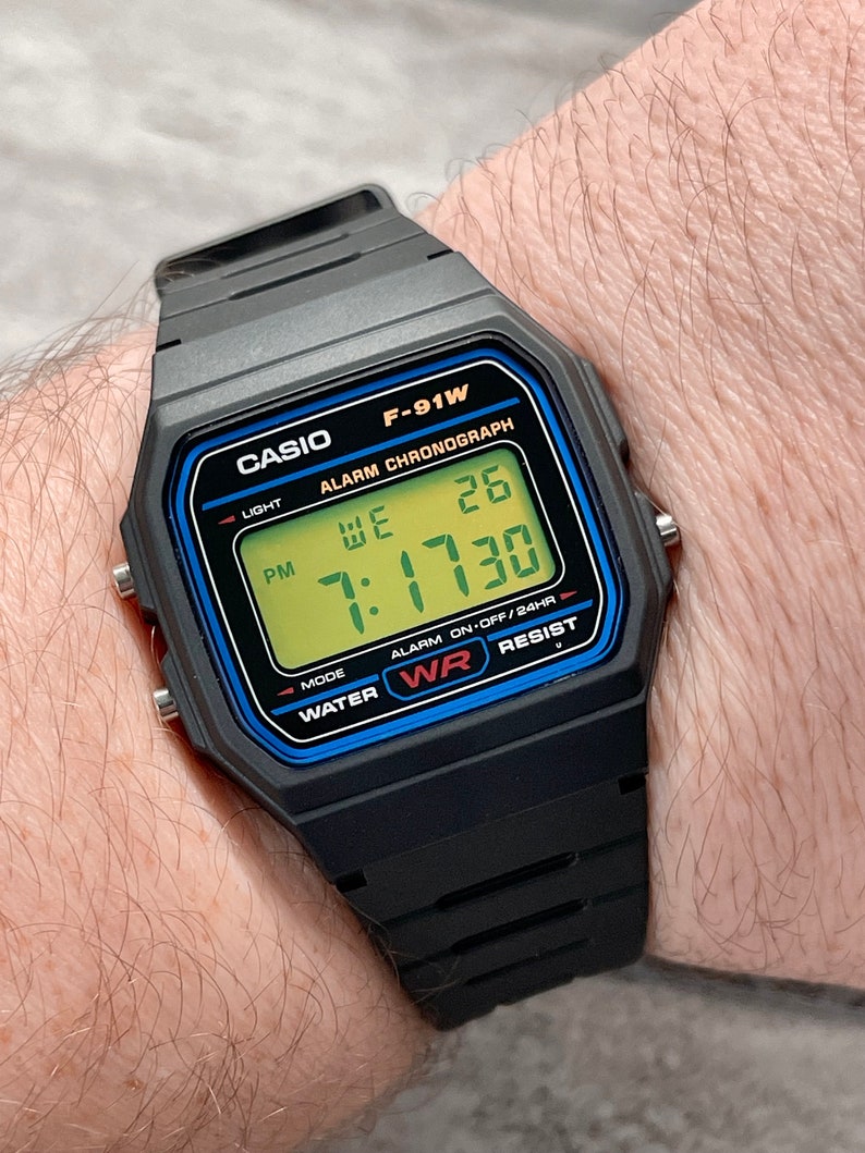 Custom Black Casio Watch With Color Screen Mod (pick Your Color) - Etsy