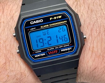 Custom Black Casio Watch With Red Screen Color Mod | Etsy