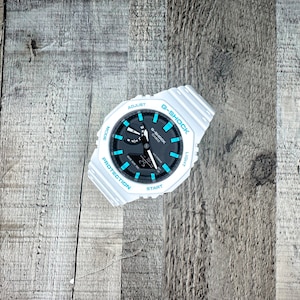 G Shock Casioak "white Sky" - White/blue Hand Painted Genuine Casio ...