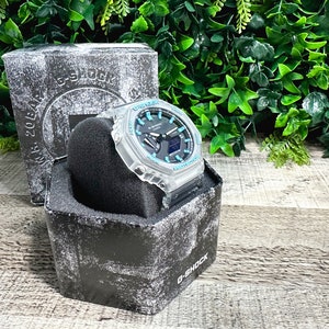 G Shock Casioak "sky Blue Jelly" - Clear/blue Hand Painted Genuine ...