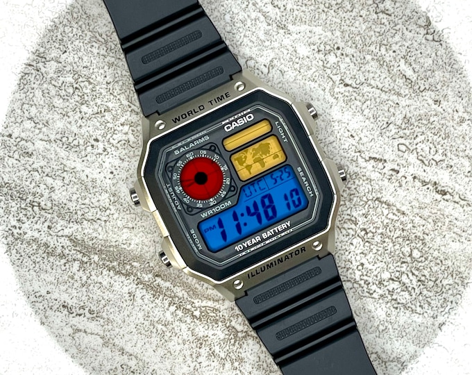 Custom Silver Casio World Time Watch With Color Screen Mod (pick Your ...