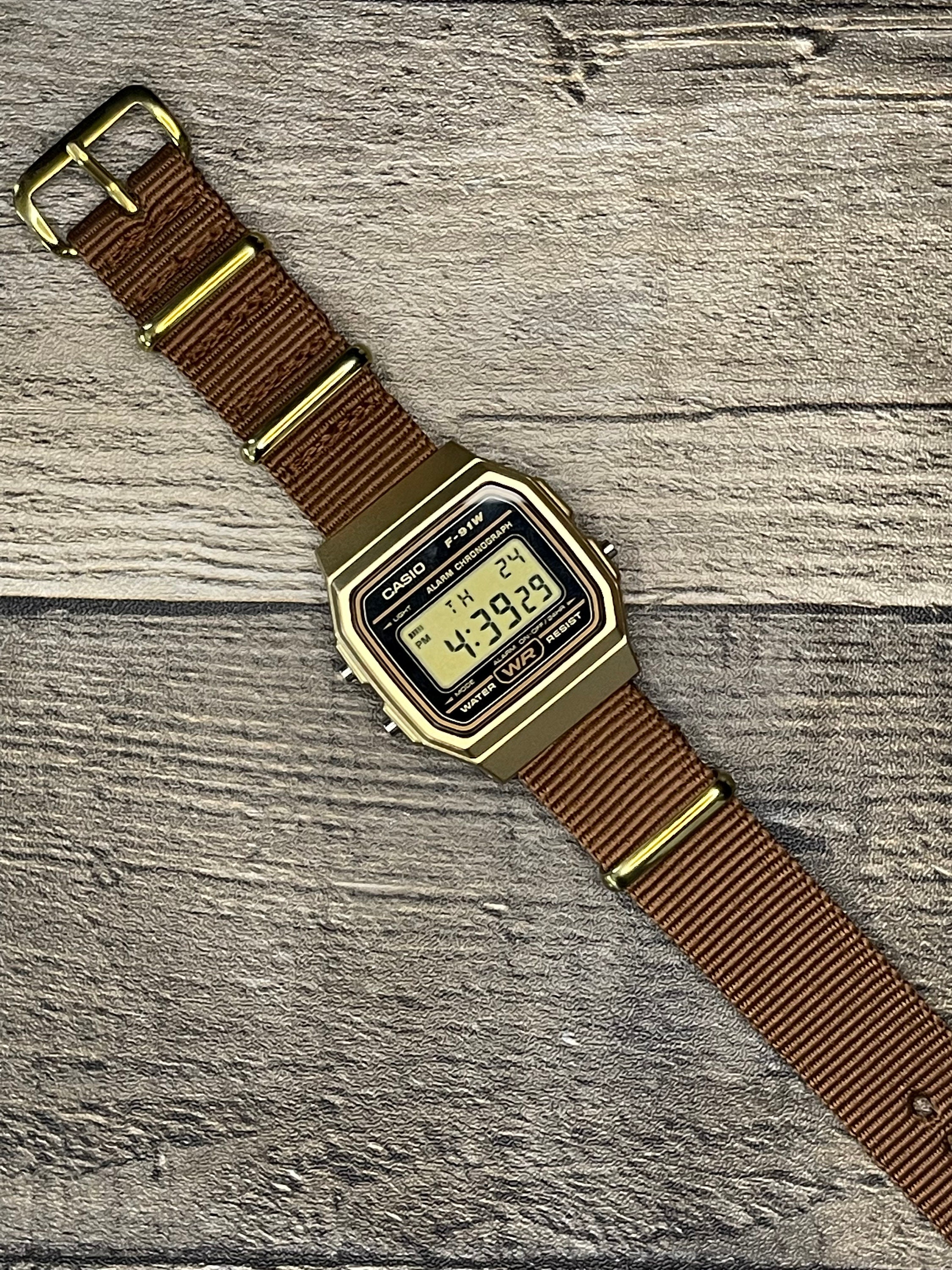 Custom Gold Casio Watch on Brown Strap - Etsy UK