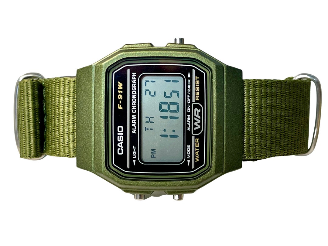 Custom Green Casio Watch on Green Strap W/ Silver Hardware - Etsy