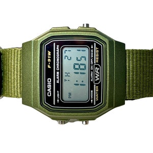 Custom Green Casio Watch on Green Strap W/ Silver Hardware - Etsy
