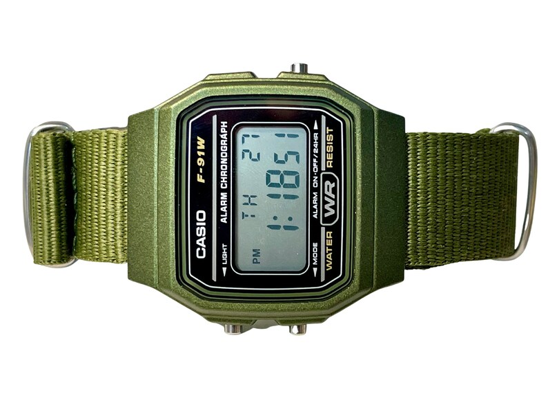 Custom Green Casio Watch on Green Strap W/ Silver Hardware - Etsy