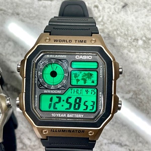 Custom Gold Casio World Time Watch With Color Screen Mod (pick Your ...