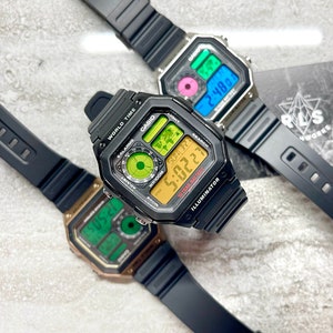 Custom Black Casio World Time Watch With Color Screen Mod (pick Your ...