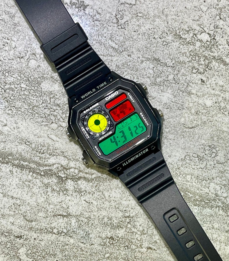 Custom Black Casio World Time Watch With Color Screen Mod - Etsy