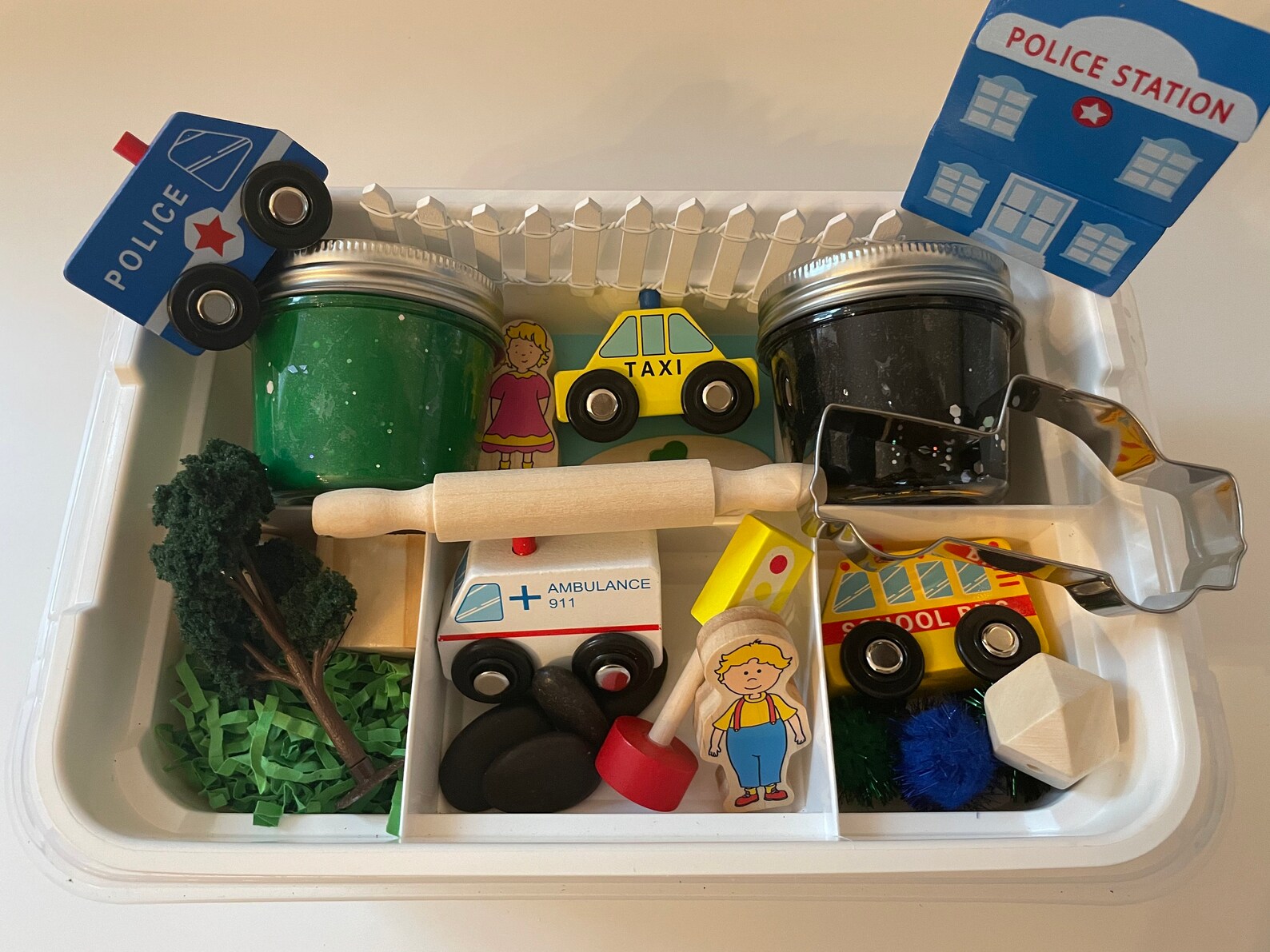 Transportation Play Dough Kit, Cars and Trucks Sensory Kit, Police Play ...