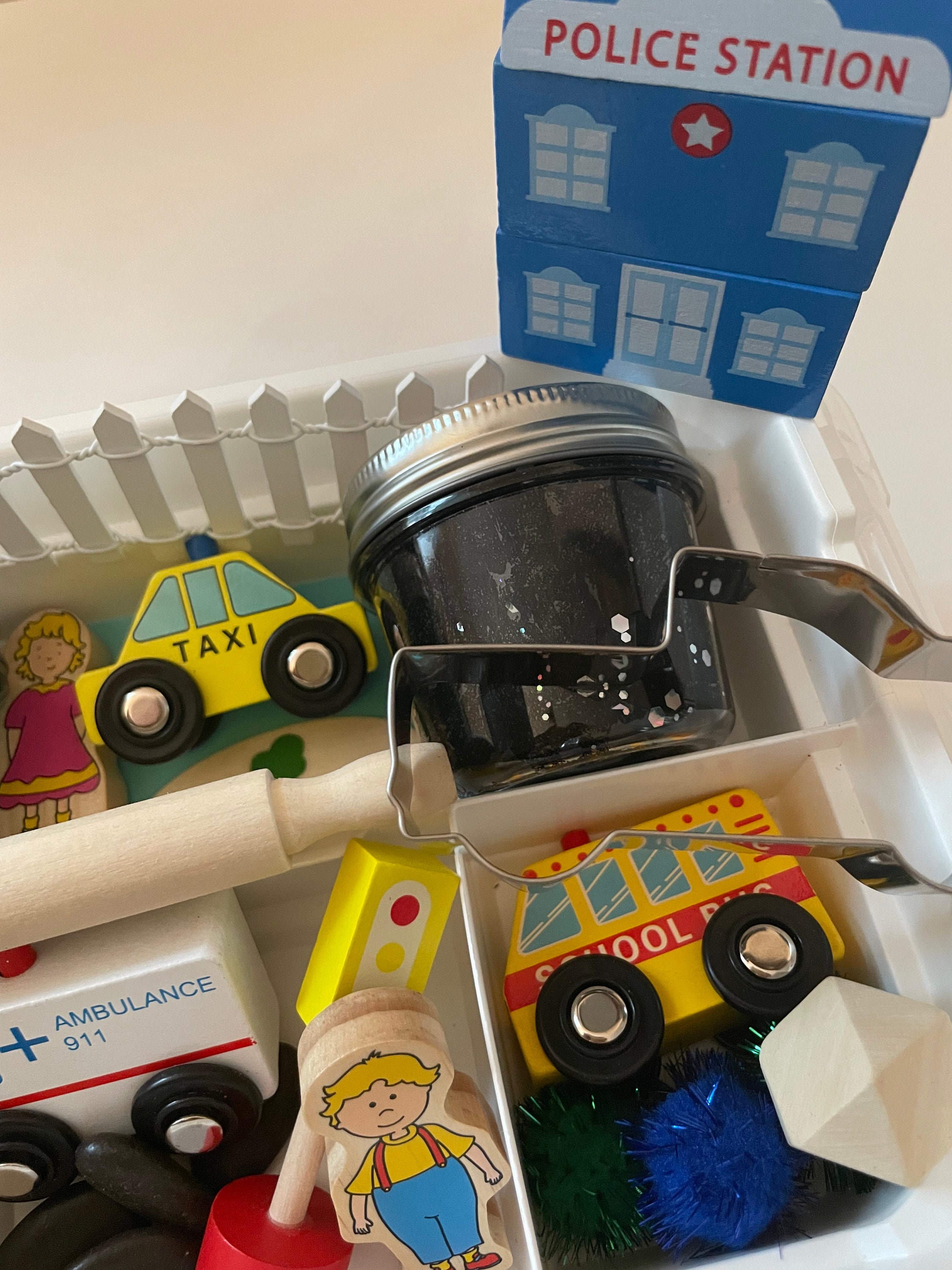 Transportation Play Dough Kit, Cars and Trucks Sensory Kit, Police Play ...