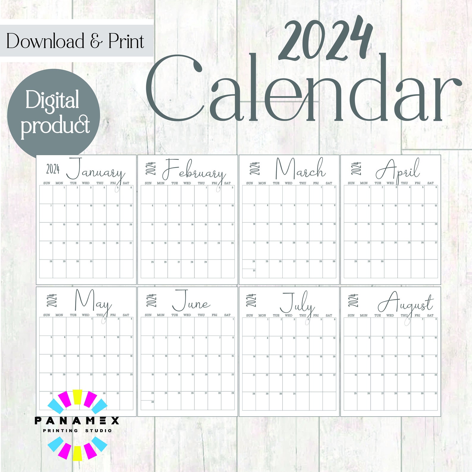 Portrait Calendar 2024 Bundle, Home & Work, PDF, Printable, Digital ...