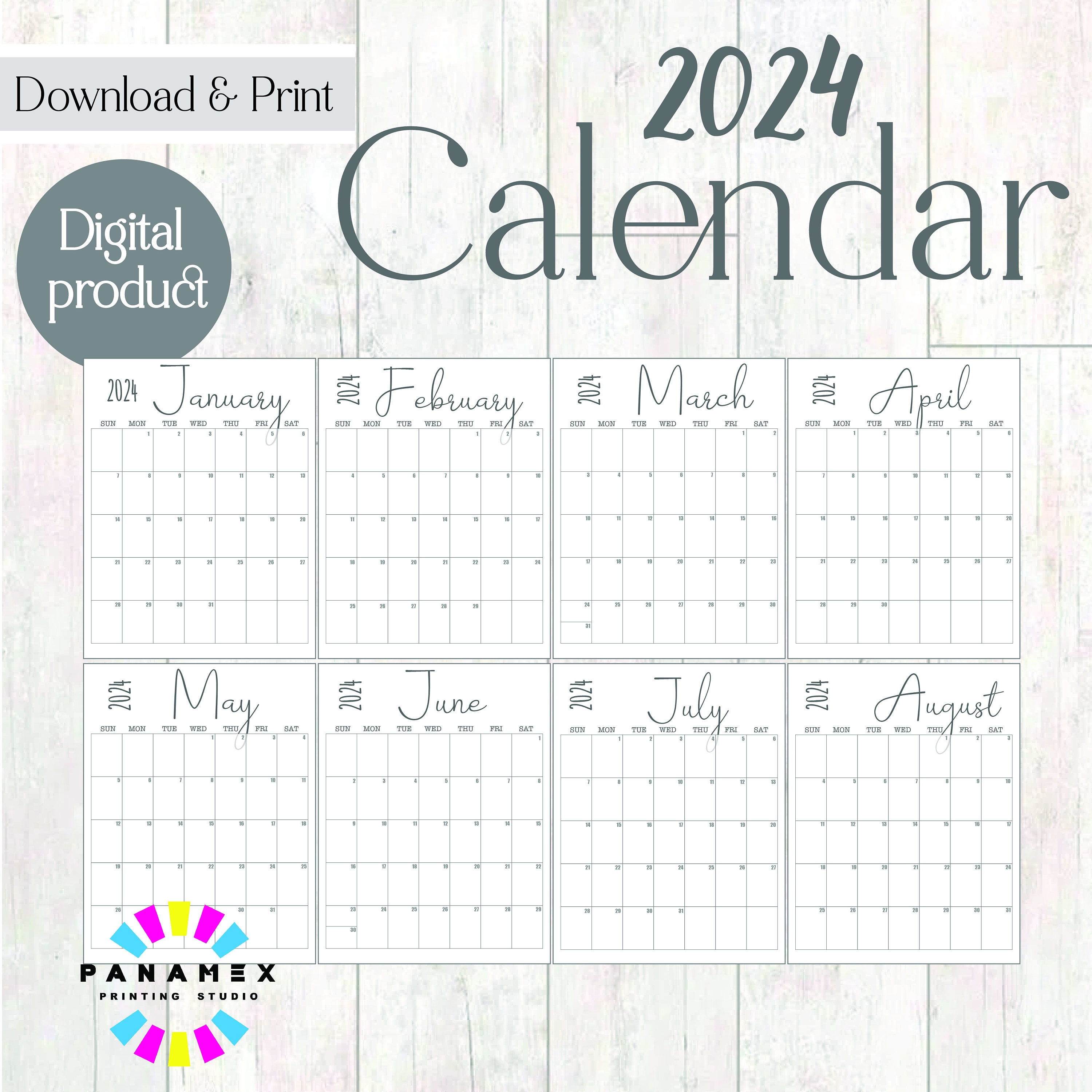 Portrait Calendar 2024 Bundle, Home & Work, PDF, Printable, Digital ...