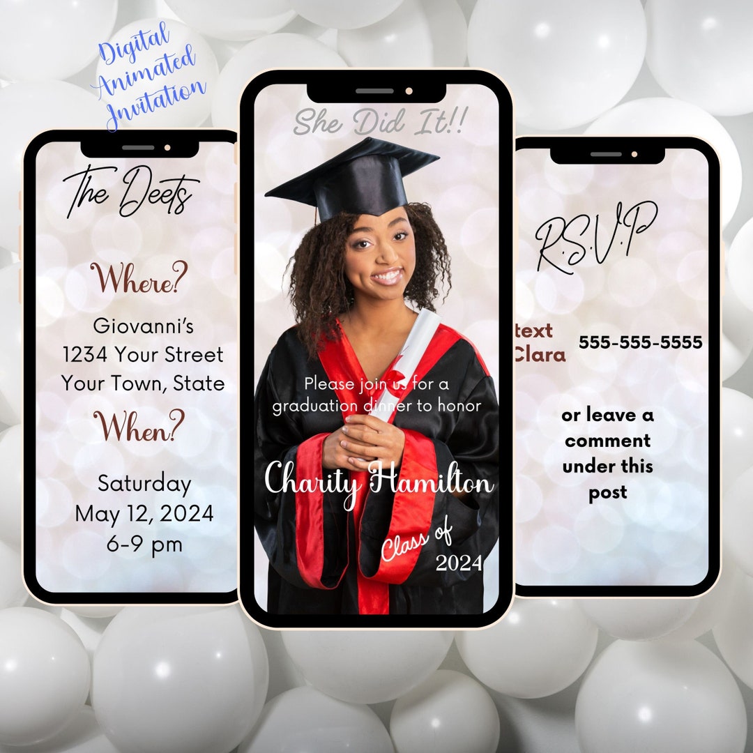 Mobile Digital Graduation Dinner Invitation, Graduation Invitation ...