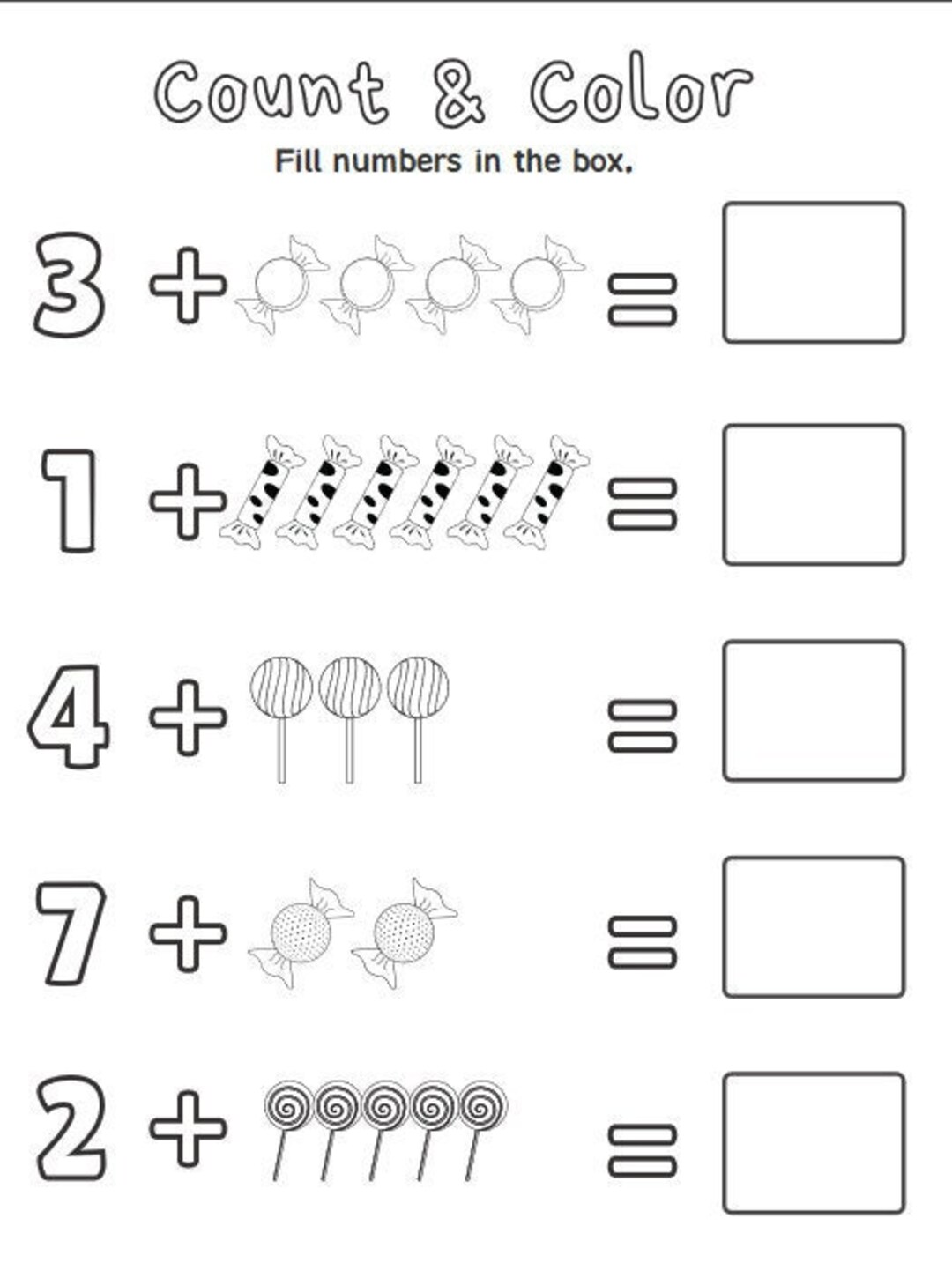 Count and Color Kindergarten Math Worksheets - Etsy Australia