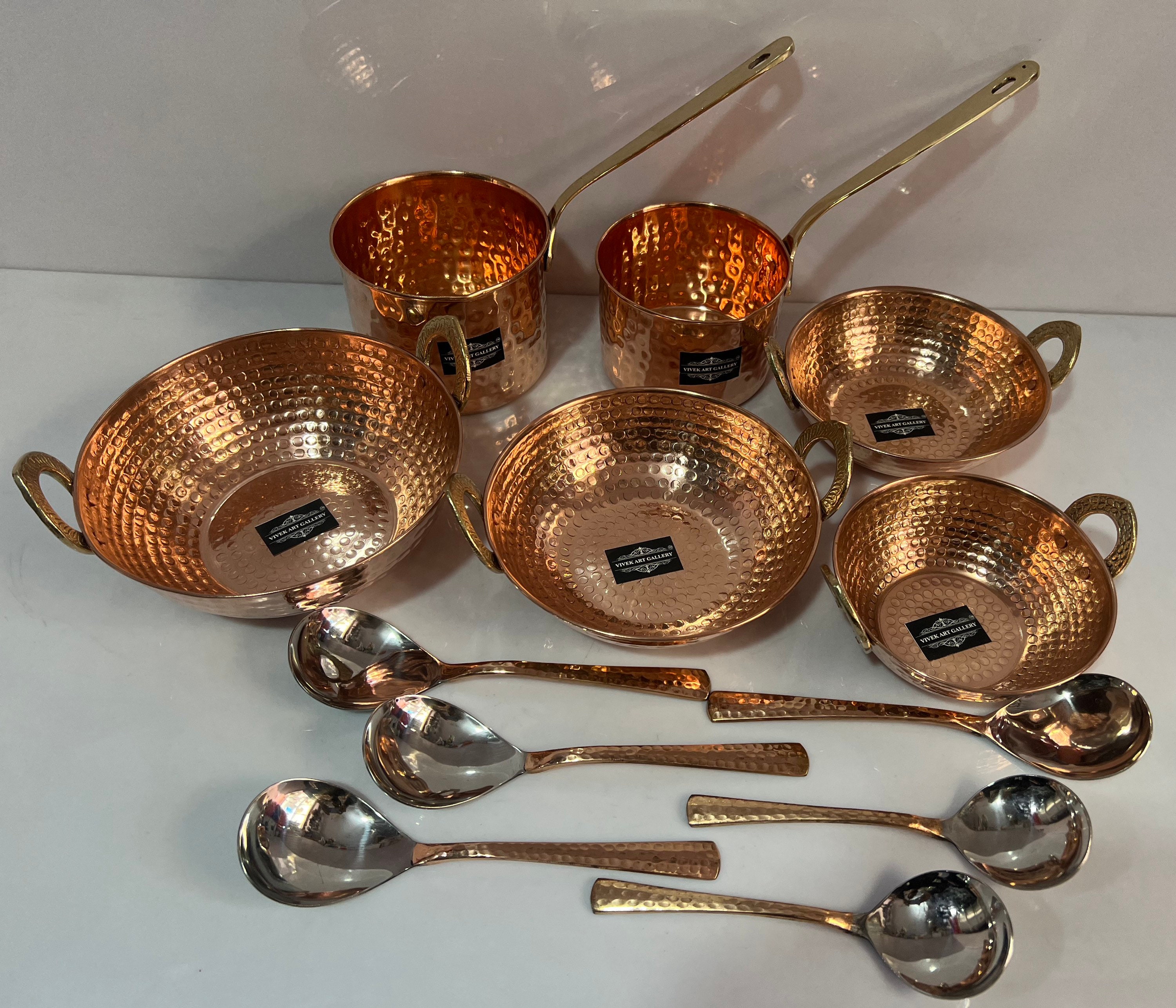 Pure Copper Cookware Sat 12 Piece Set copper Sauce Pan Set - Etsy