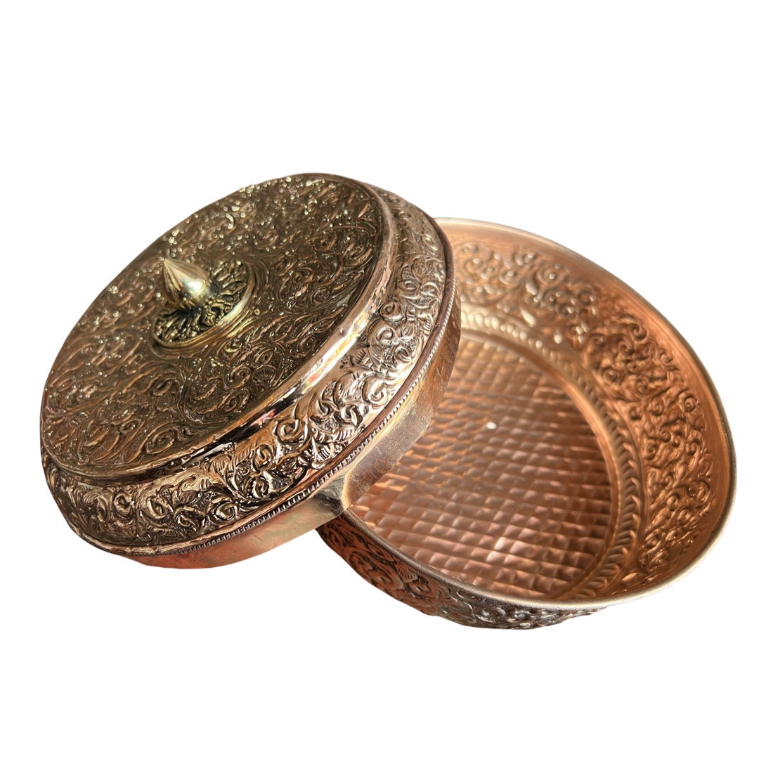 Handmade Copper Chapati Box – Indian Roti Storage, Antique Design - Etsy