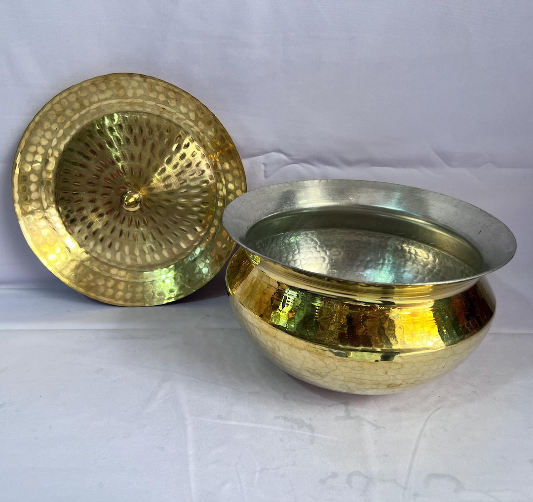 Royal Brass Biryani Handi, Heavy Weight With Hammered Shinny Finishing ...