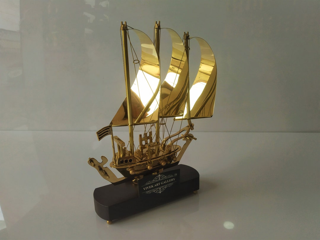 Handmade Brass Ship Model, Nautical Home Decor (32cm) - Etsy UK