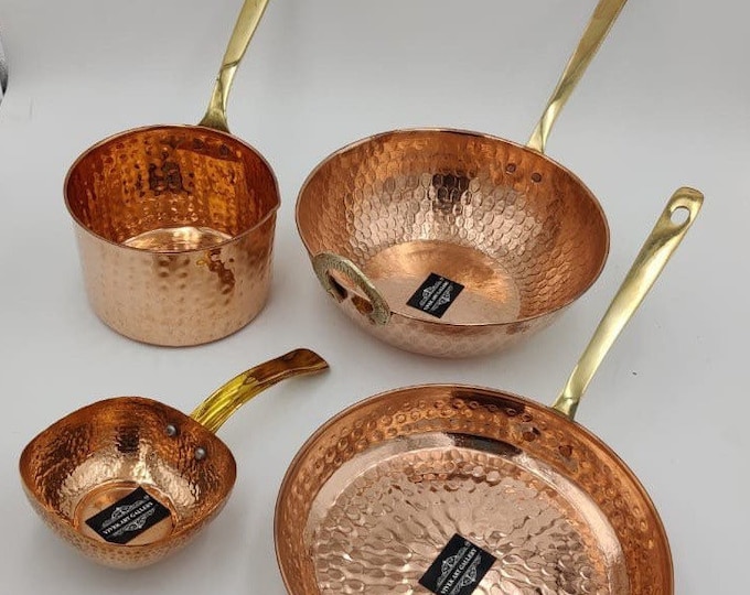 8" Matfer Stamped Vintage French Copper Saucepan With Hammered Finish ...