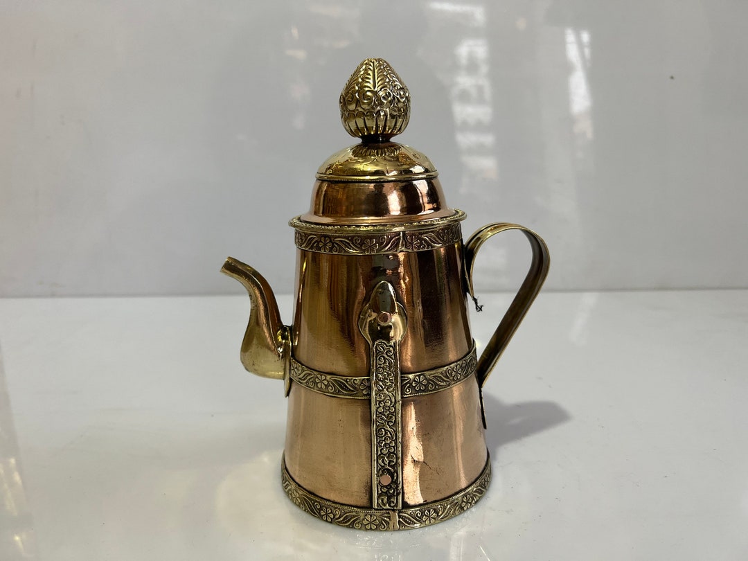 Indian Handmade Hammered Pure 100% Copper Tea Kettles 1000 Ml and Tea ...