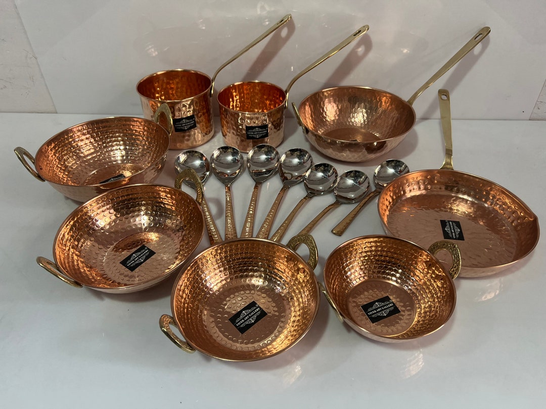 Handmade Hammered Pure 100 % Copper Frying Pan, Cooking Pan, Copper ...