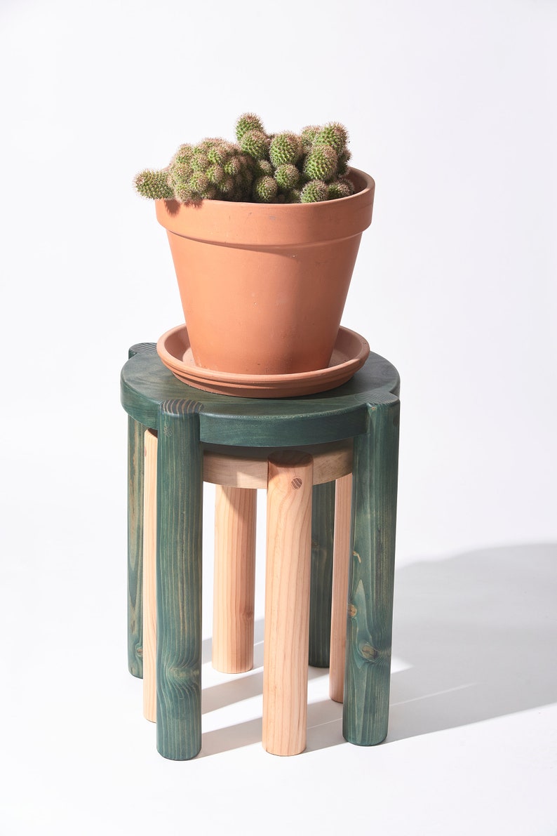 Hunter Green Wood Stool: Scandinavian Plant Stand or Seating - Etsy