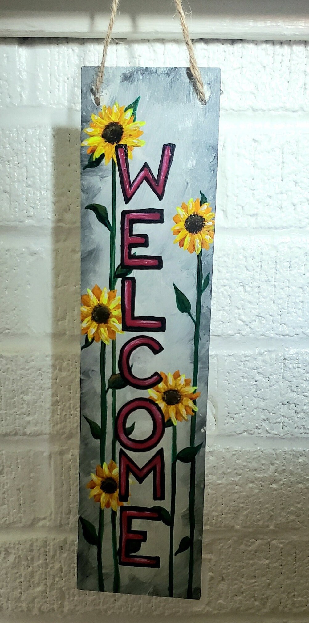 Sunflower Welcome hand-painted Sign - Etsy